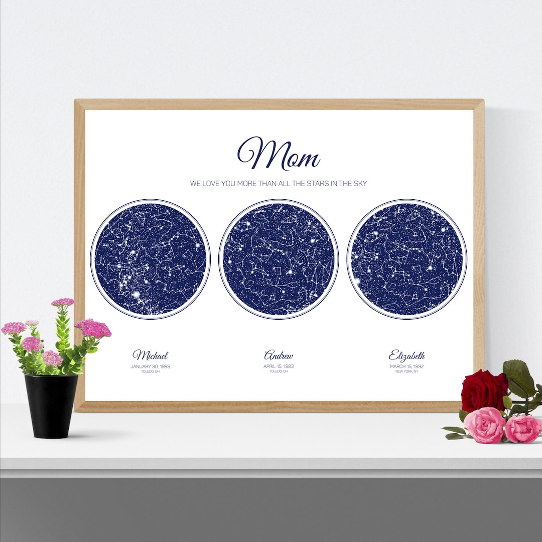 Night Sky Christmas Gift for Mom, Personalized Star Chart Holiday Gift ...