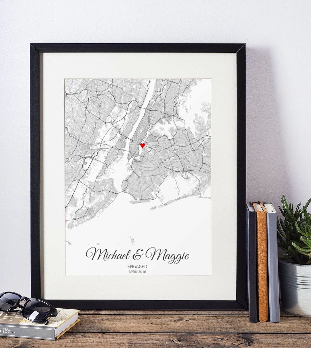 Engagement Map Print Gift, Engagement Gift for Couple, Gift for Future ...