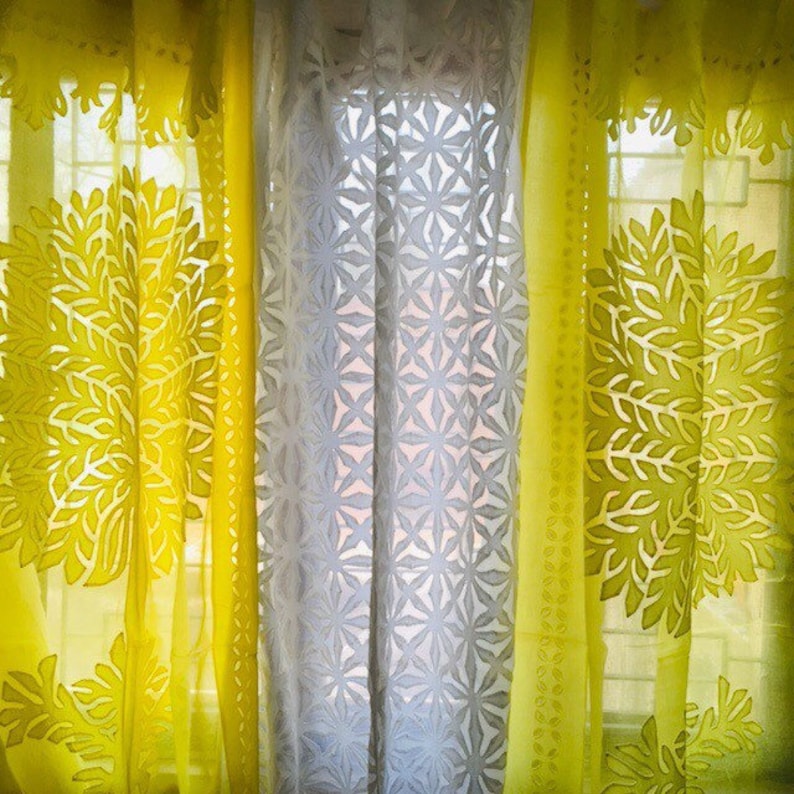 Yellow Tree of Life Cotton Curtains Boho Curtains Organdy - Etsy India