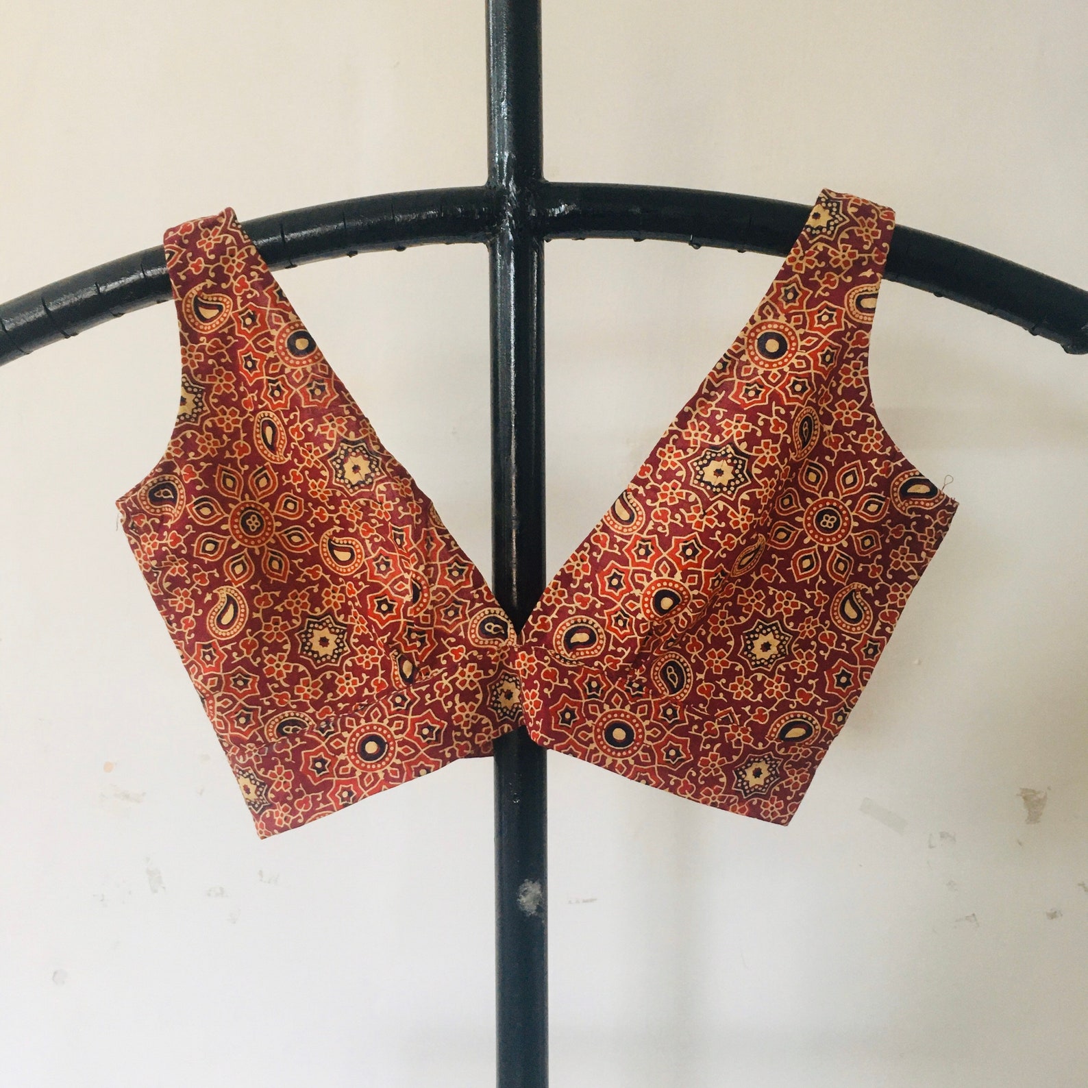 Rust Block Print Blouse Cotton Blouse Cotton Bralette | Etsy