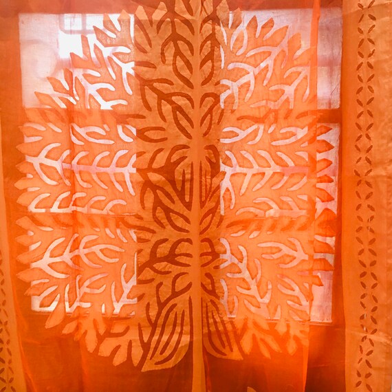 Orange Tree of Life Cotton Curtains Boho Curtains Organdy | Etsy