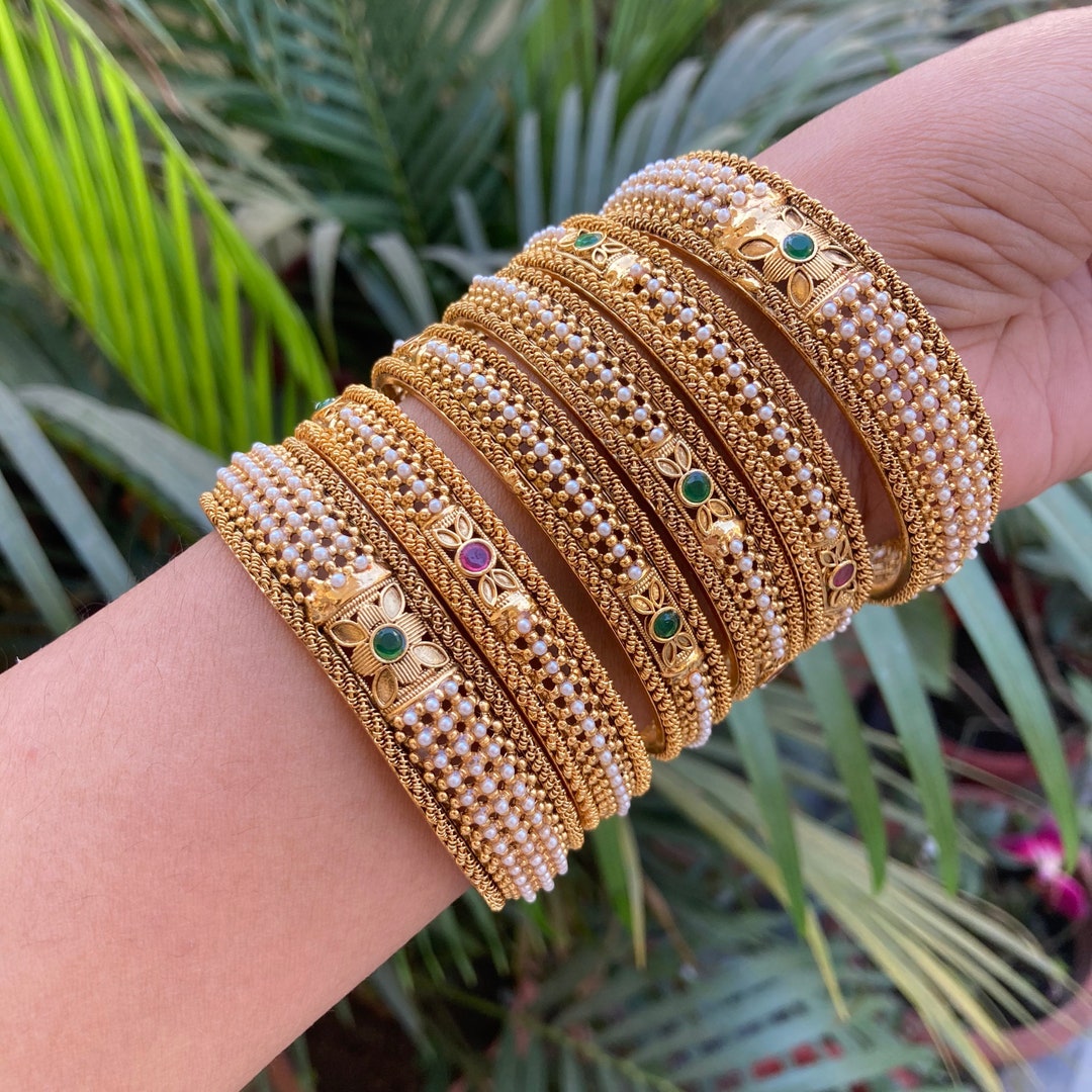 Antique Gold Bangles Set of Gold Bangles Indian Jewellry - Etsy