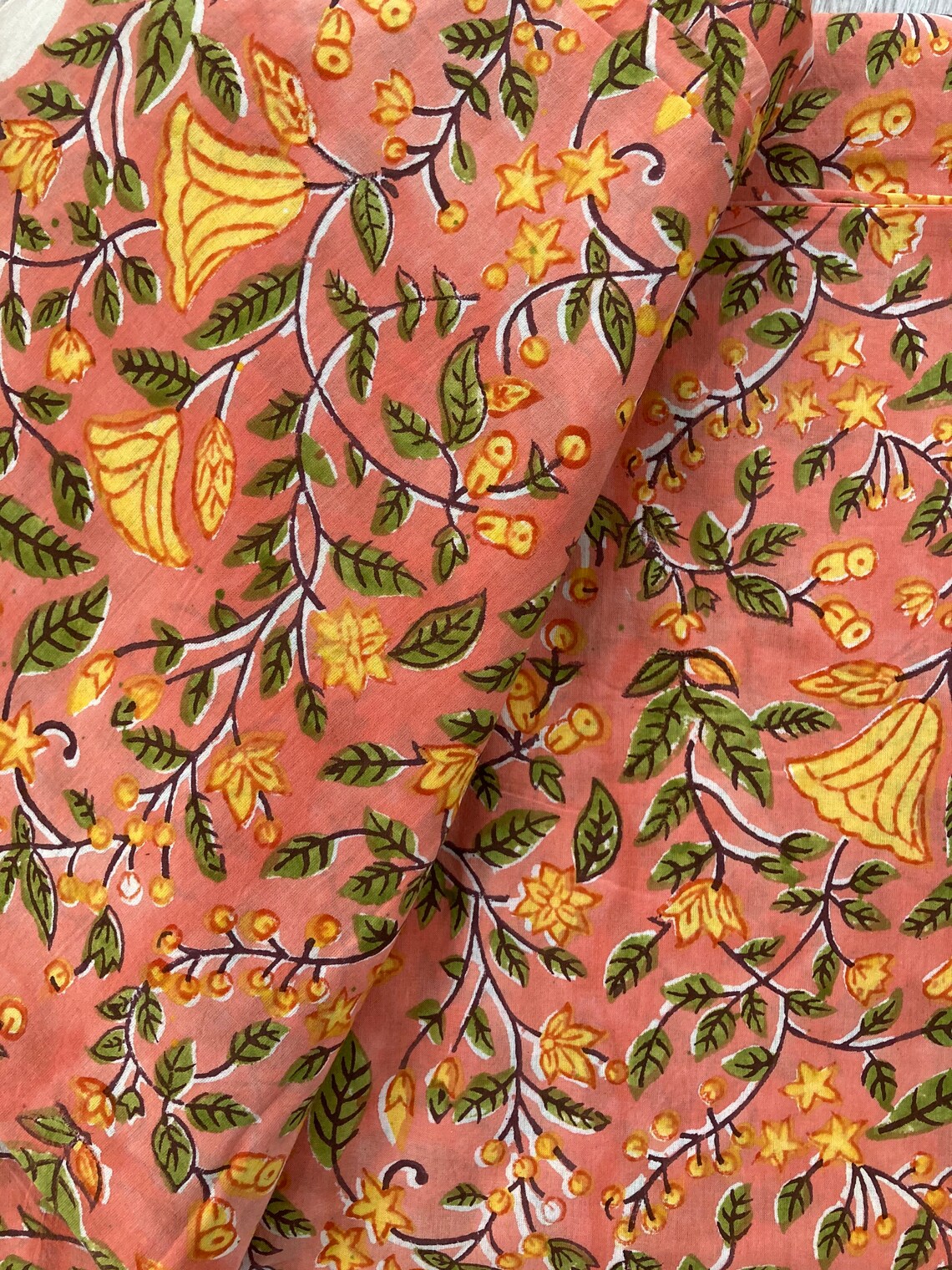 Orange Block Print Cotton Fabric Block Print Fabric Cotton - Etsy