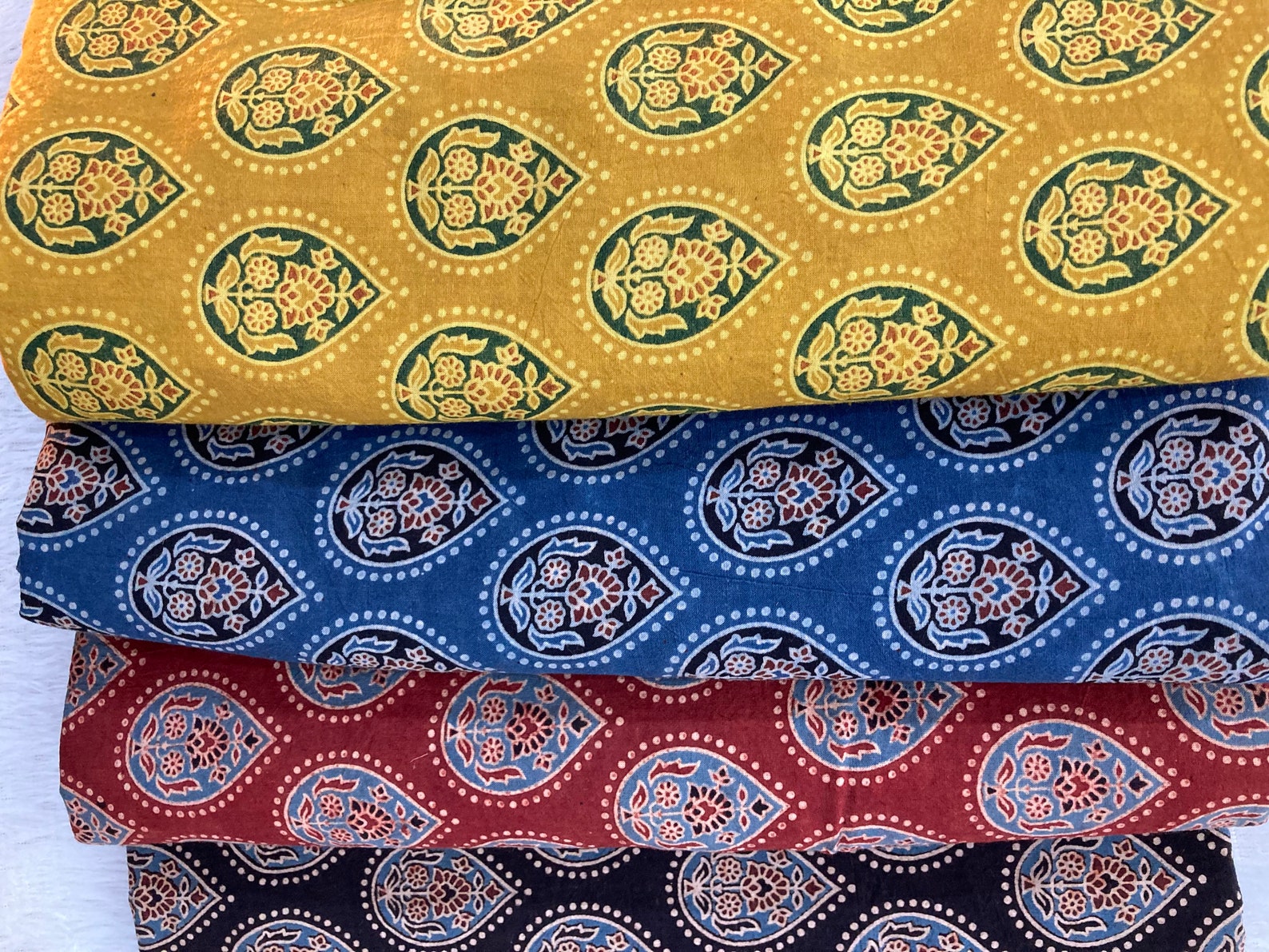 Indigo Ajrakh Block Print Fabric Ajrakh Fabric 45 in Width | Etsy