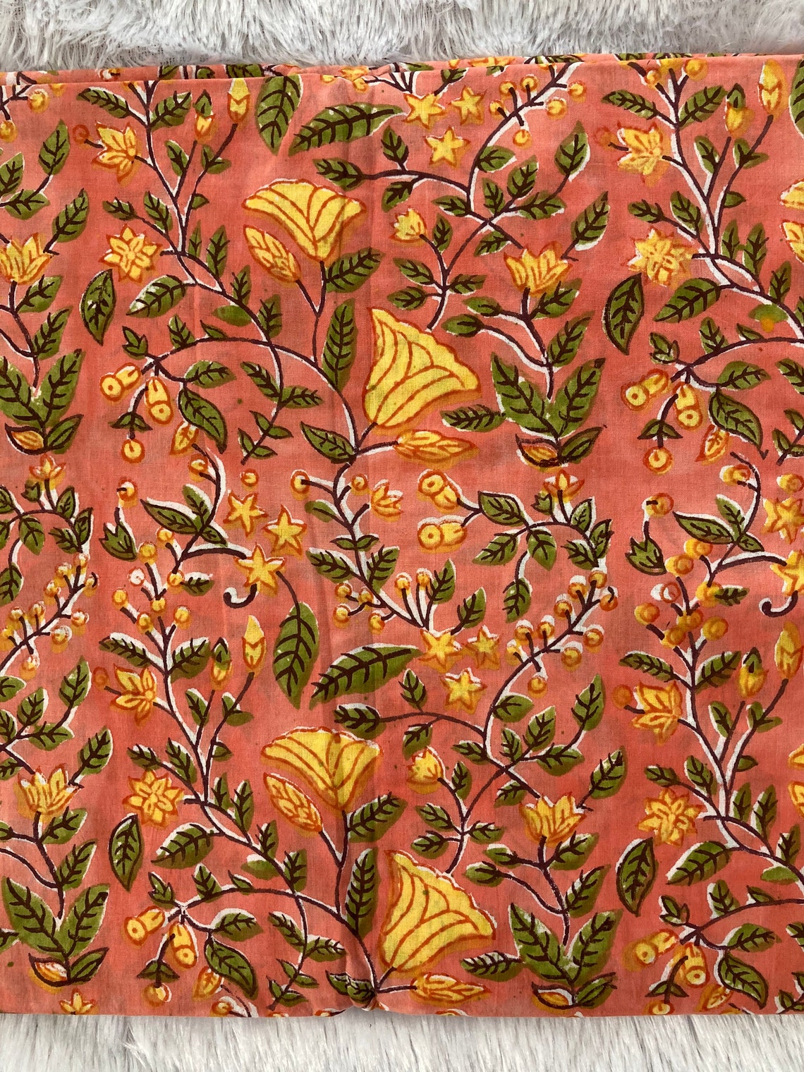Orange Block Print Cotton Fabric Block Print Fabric Cotton - Etsy