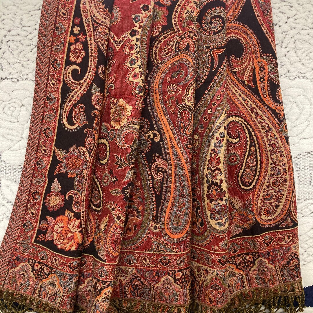 Black Red Boho Cotton Wool Paisley Throw Blanket Cotton Wool Comforters ...