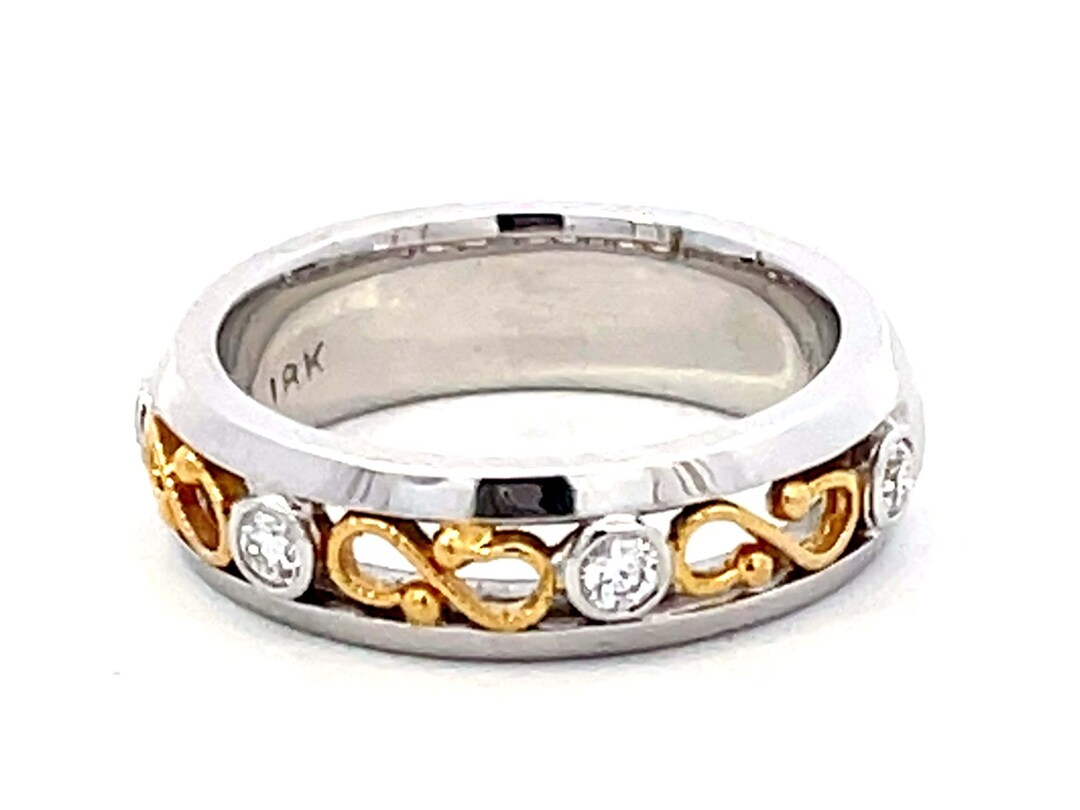 Two Toned Diamond Infinity Band Ring Solid 18k Gold - Etsy