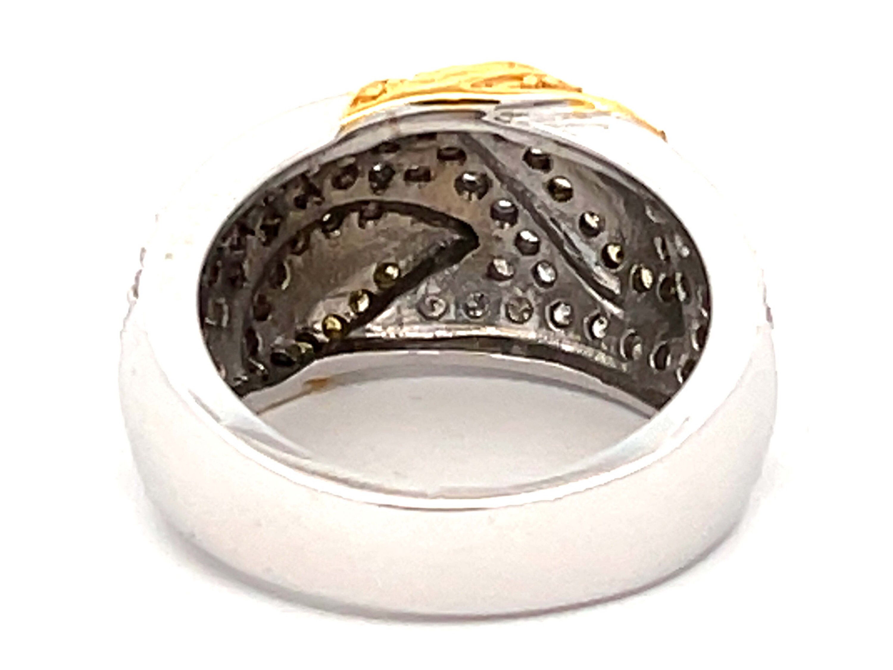 White and Fancy Yellow Diamond Leaf Dome Ring in 14k White Gold - Etsy