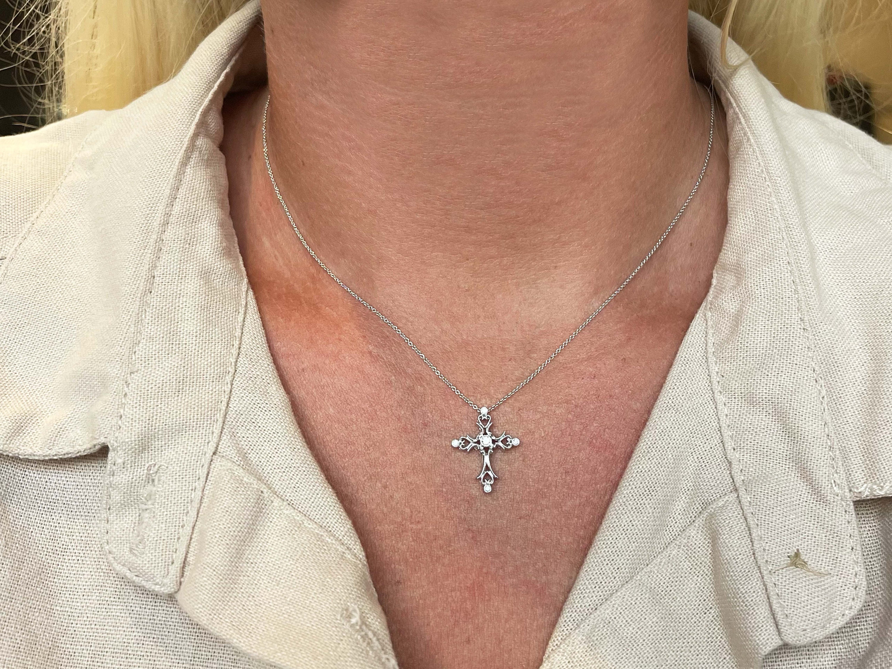 Beverley K Diamond Cross Necklace Solid White Gold - Etsy