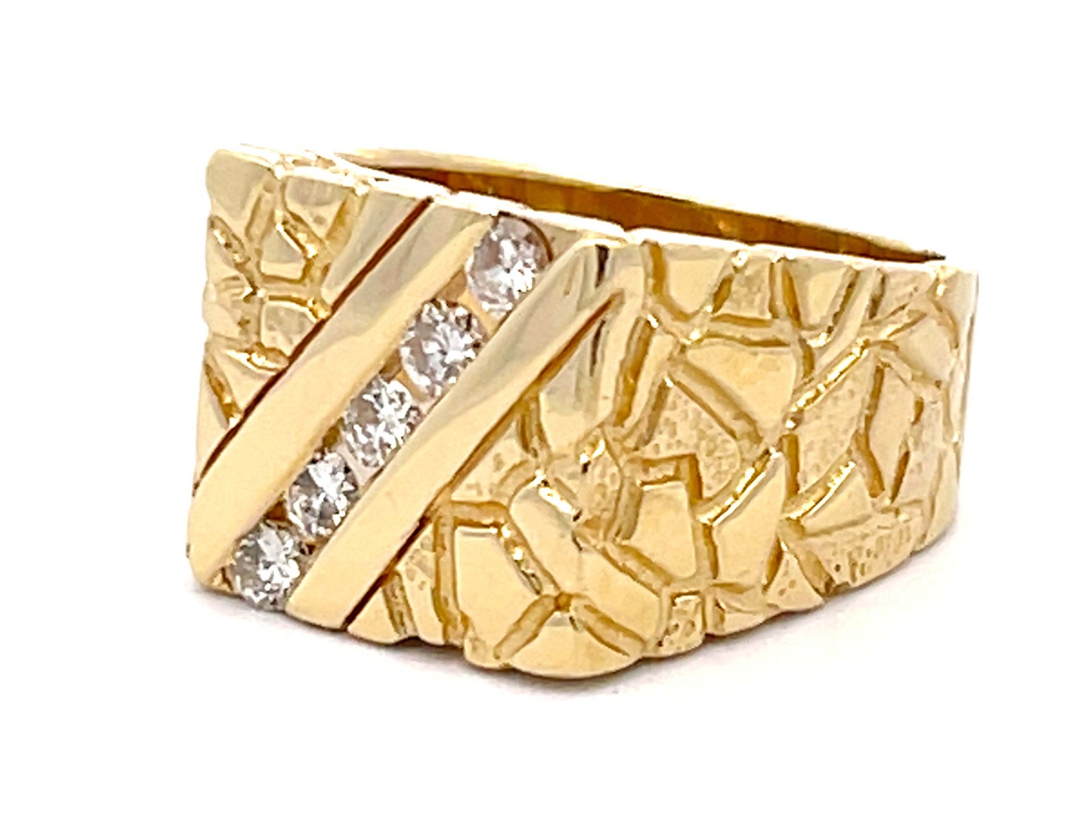 Gold Nugget Diamond Ring 14k Yellow Gold - Etsy