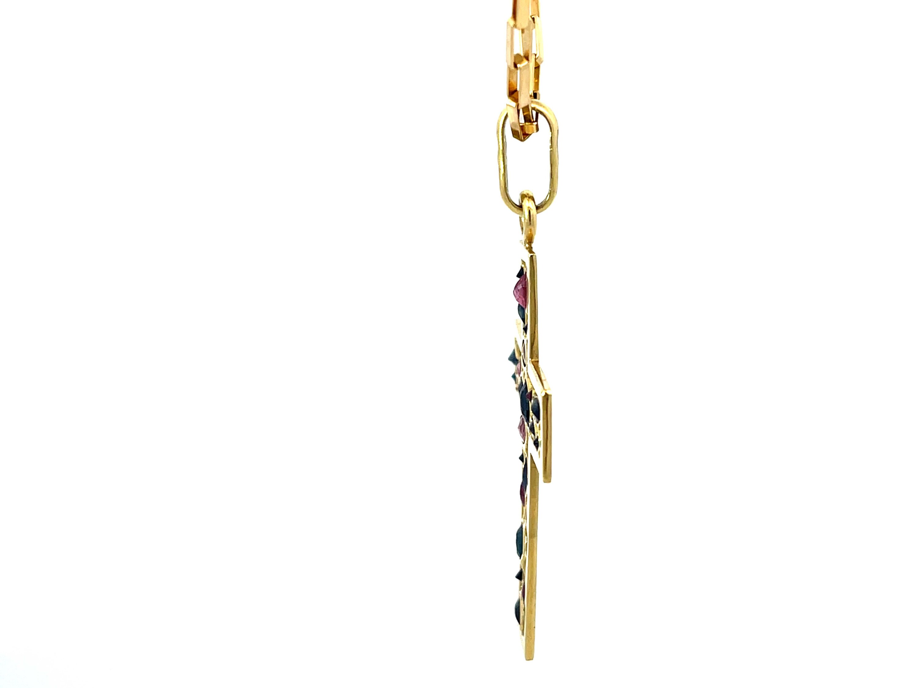 Sapphire Ruby Cross Pendant and Chain Solid 18k Yellow Gold - Etsy