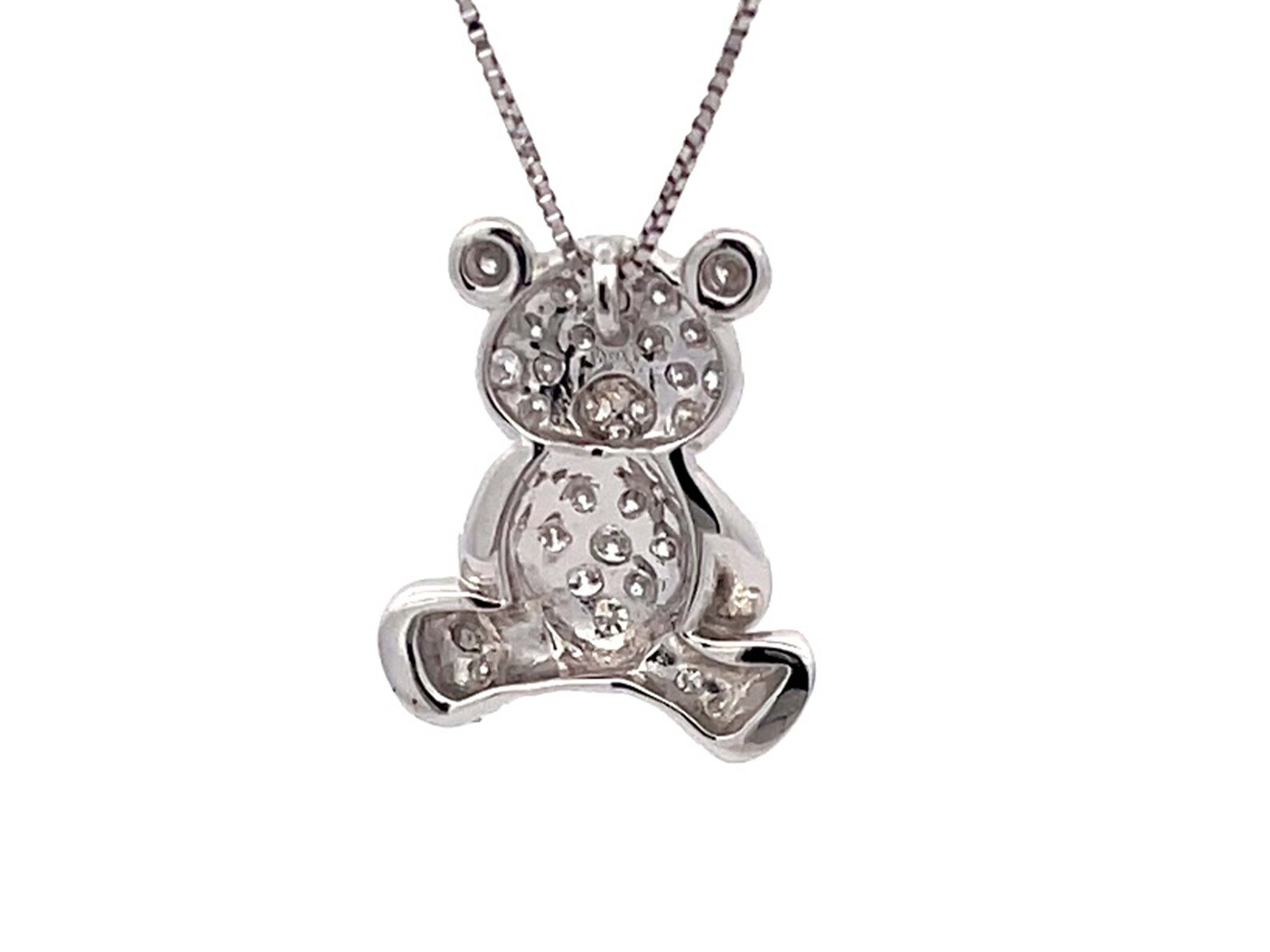 Teddy Bear Diamond Necklace in 18k White Gold - Etsy