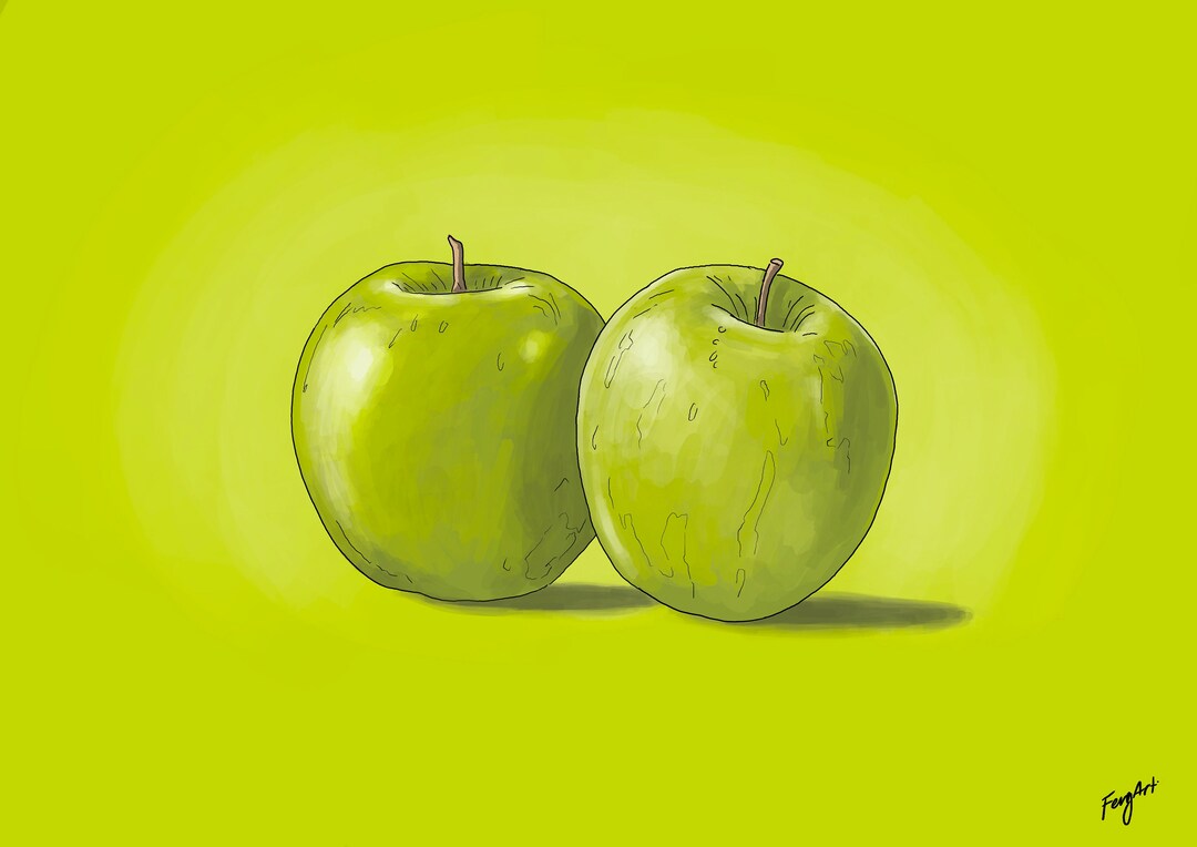 Apple Fruit Prints - 5 X Apple Art Prints. Digital File for Download ...