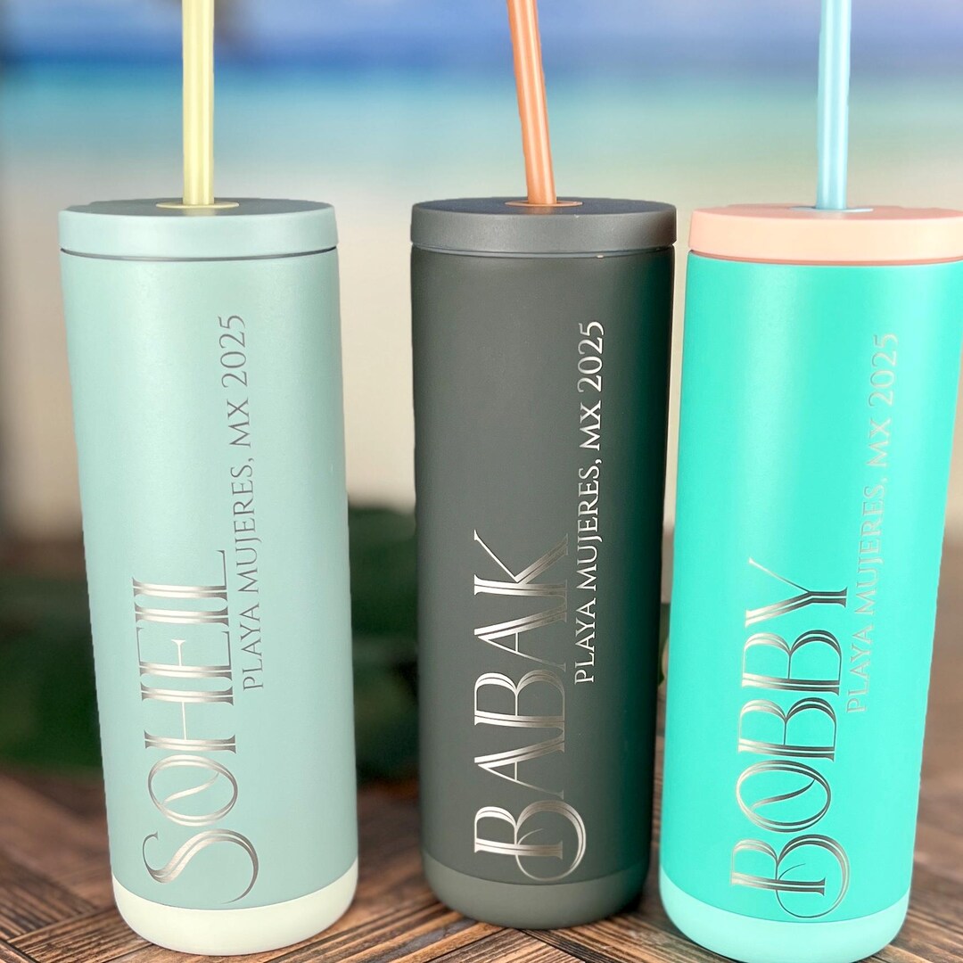 Laser Engraved 20 Oz Personalized Tumbler W/screw on Lid-straw-spring ...