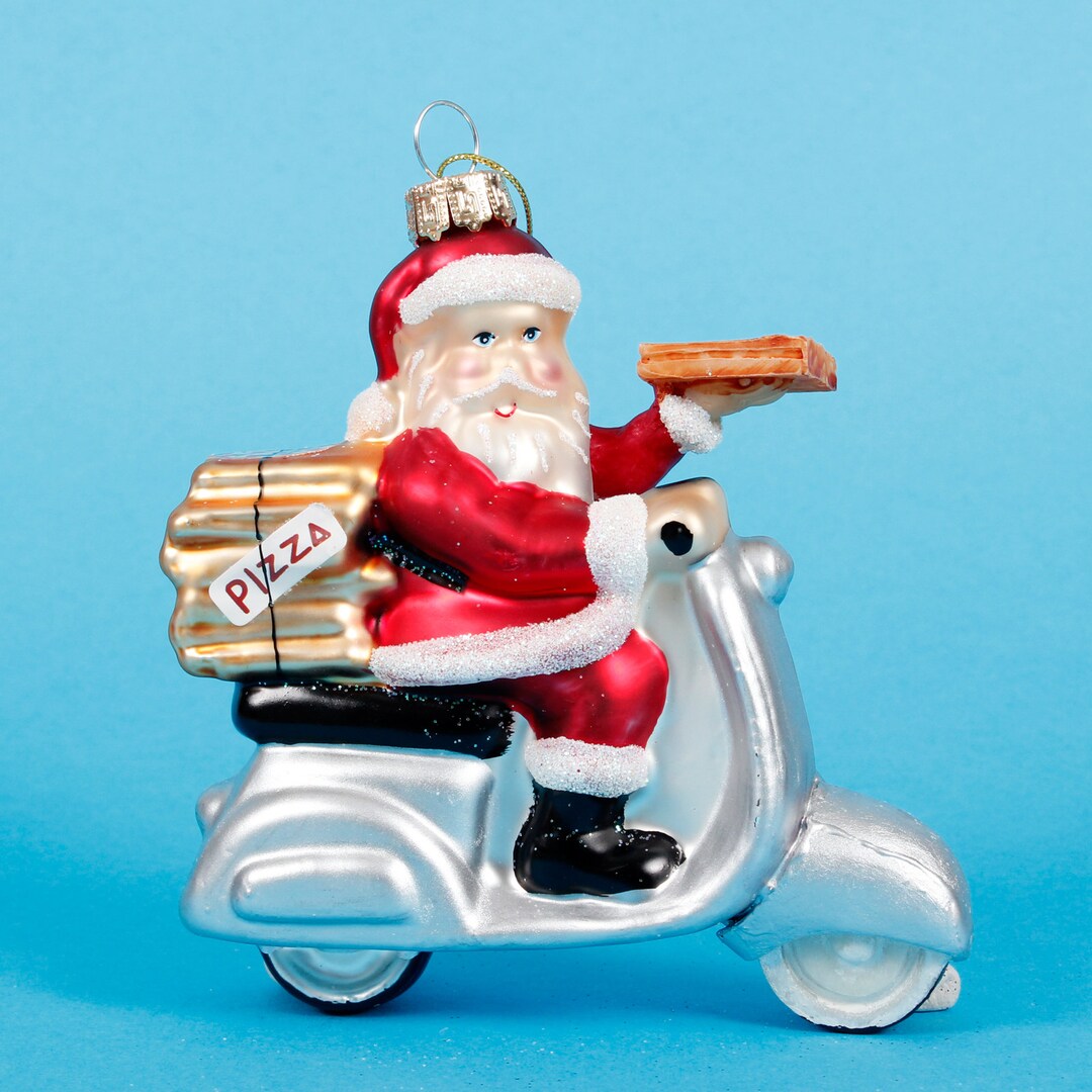 Fun Food Pizza Delivery Santa Shaped Hanging Decoration Bauble Festive ...