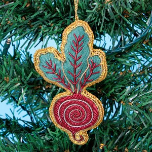 Beetroot Zari Embroidered Fabric Christmas Tree Hanging Decoration ...
