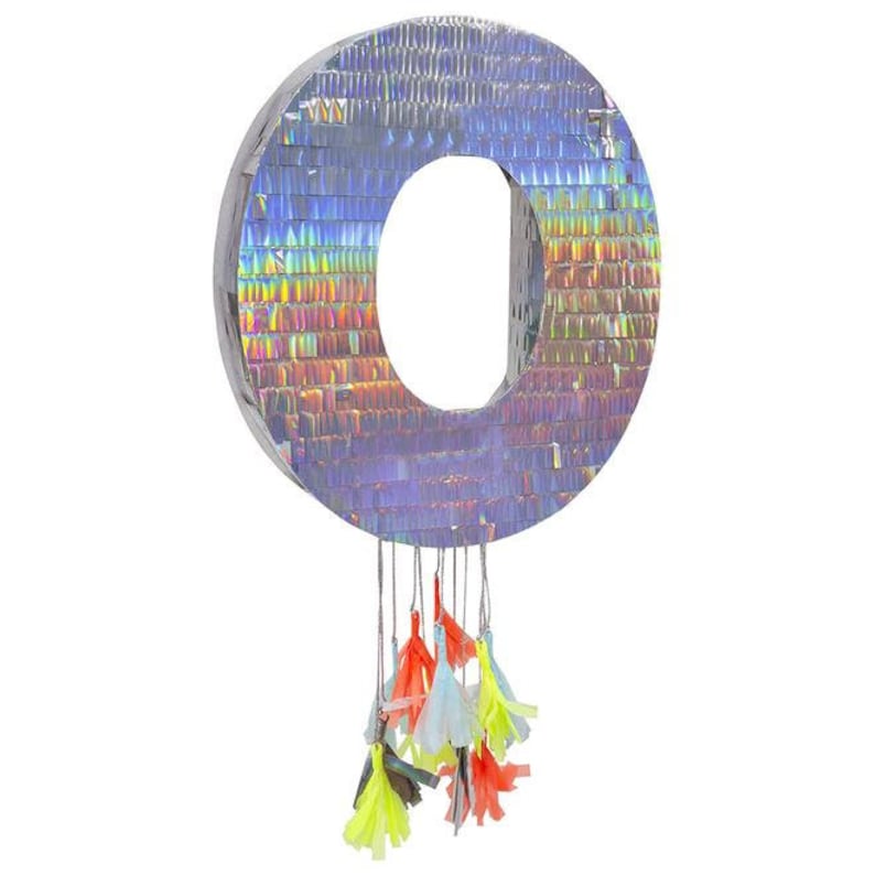 Silver Number Zero 0 Party Piñata Birthday Games Decor Celebration Zero ...