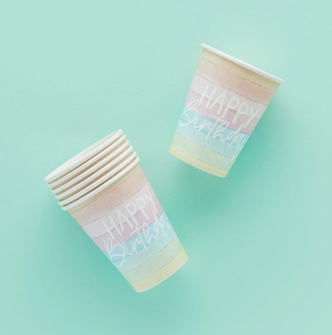 Eco Rainbow Happy Birthday Paper Cups Pack of 8 for Fun Kids - Etsy