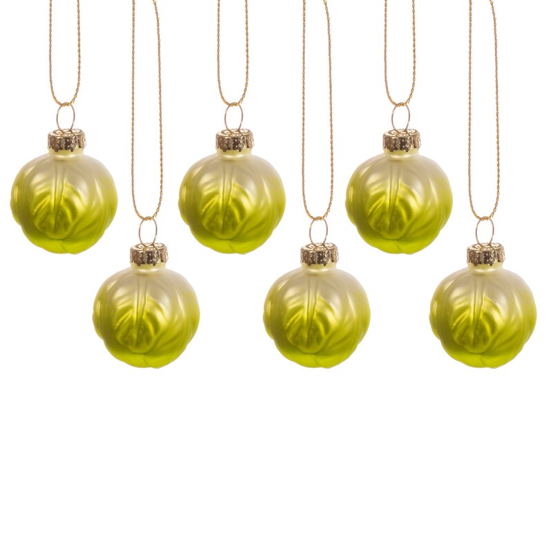 Brussel Sprout Christmas Tree Hanging Decorations - Set of 6 Bauble ...