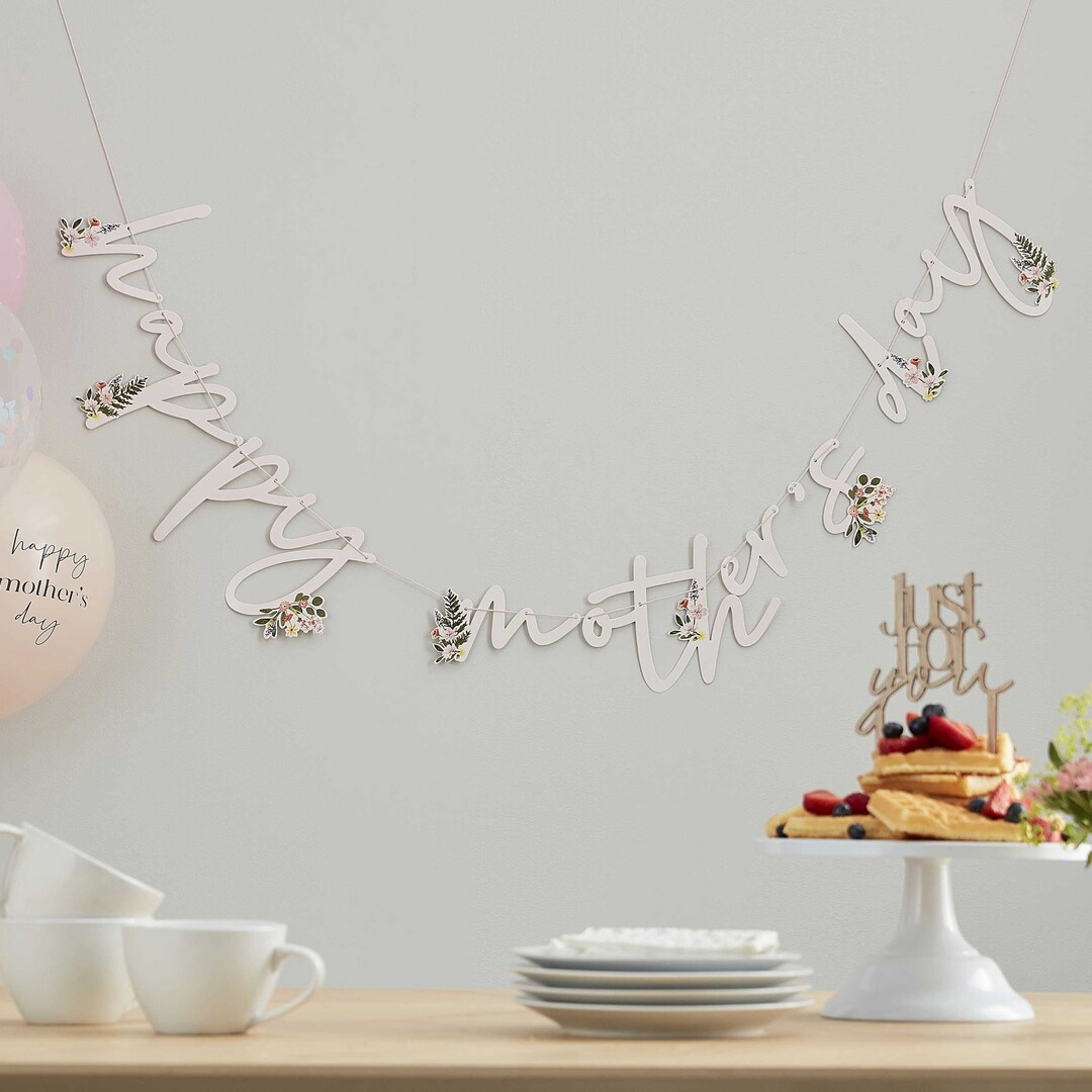 Floral Happy Mothers Day Garland Food Supplies Flowers Pastel Pink ...