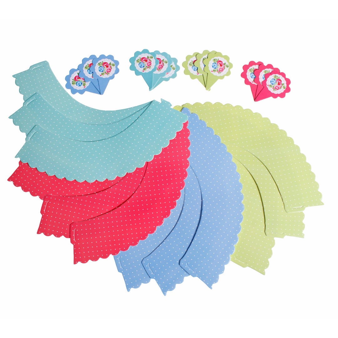 Vintage Tea Party Cake Wraps and Toppers Cupcake Decoration Accessories ...