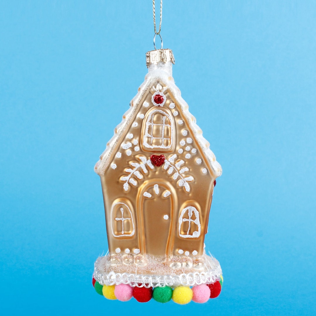 Fairytale Gingerbread House Shaped Bauble Hanging Decoration Festive ...