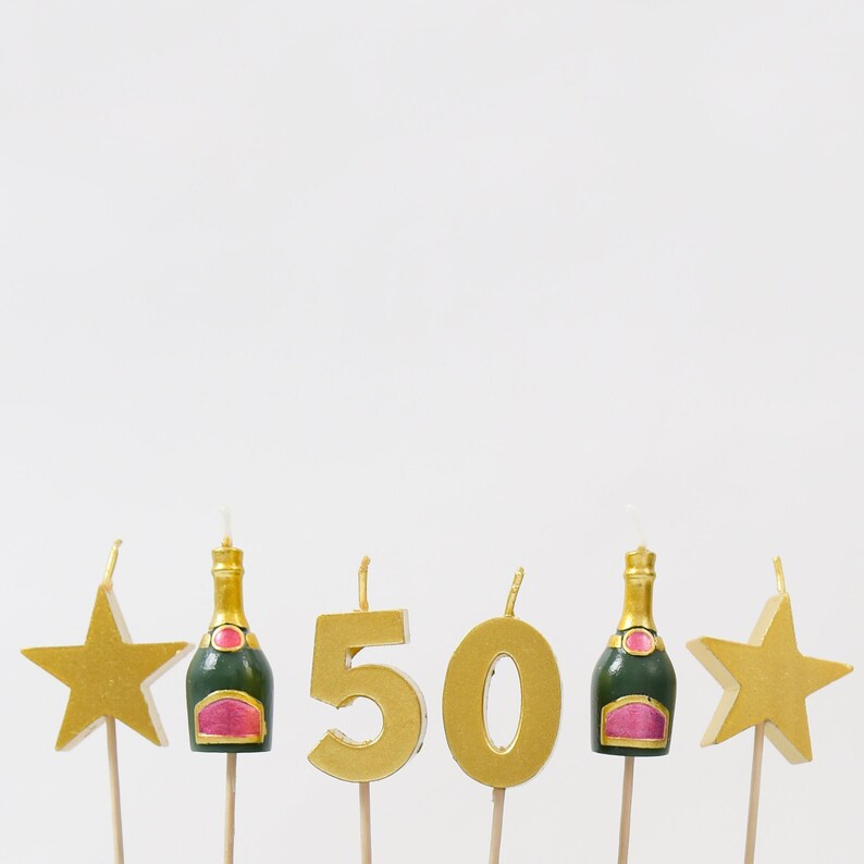 50th Milestone Birthday 3D Candle Set for Birthday Cakes - Etsy