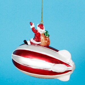 Santa on A Zeppelin Glass Bauble Christmas Tree Hanging Decoration ...