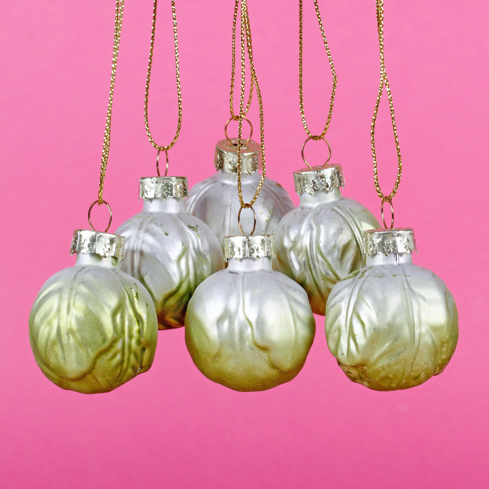 Brussel Sprout Christmas Tree Hanging Decorations - Set of 6 Bauble ...