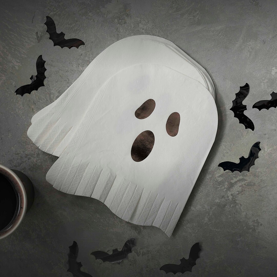 Ghost Fringe Paper Halloween Napkins Pack of 16 Party Kids Party Food ...
