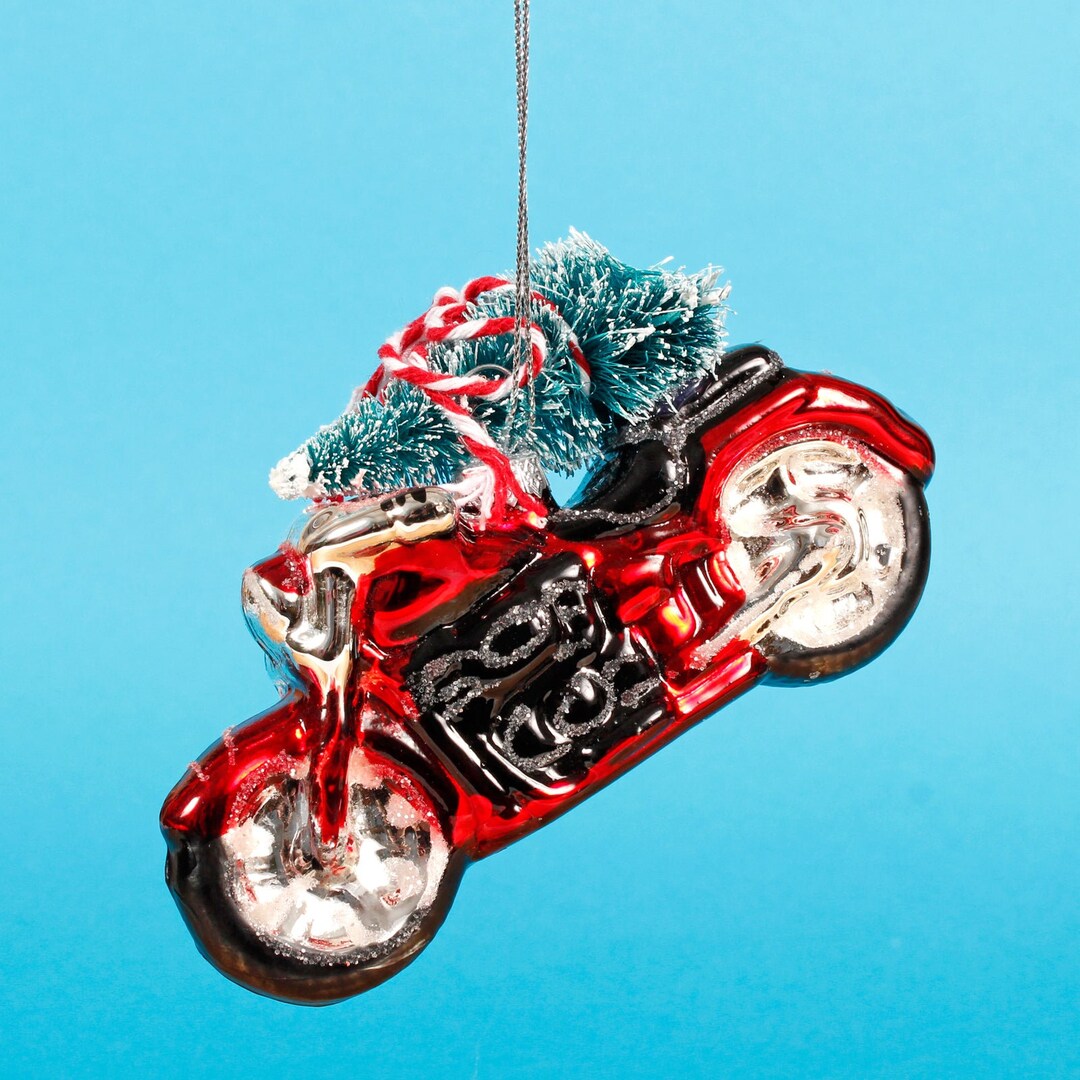 Christmas Tree on Motorcycle Shaped Xmas Tree Bauble Festive Ornament ...