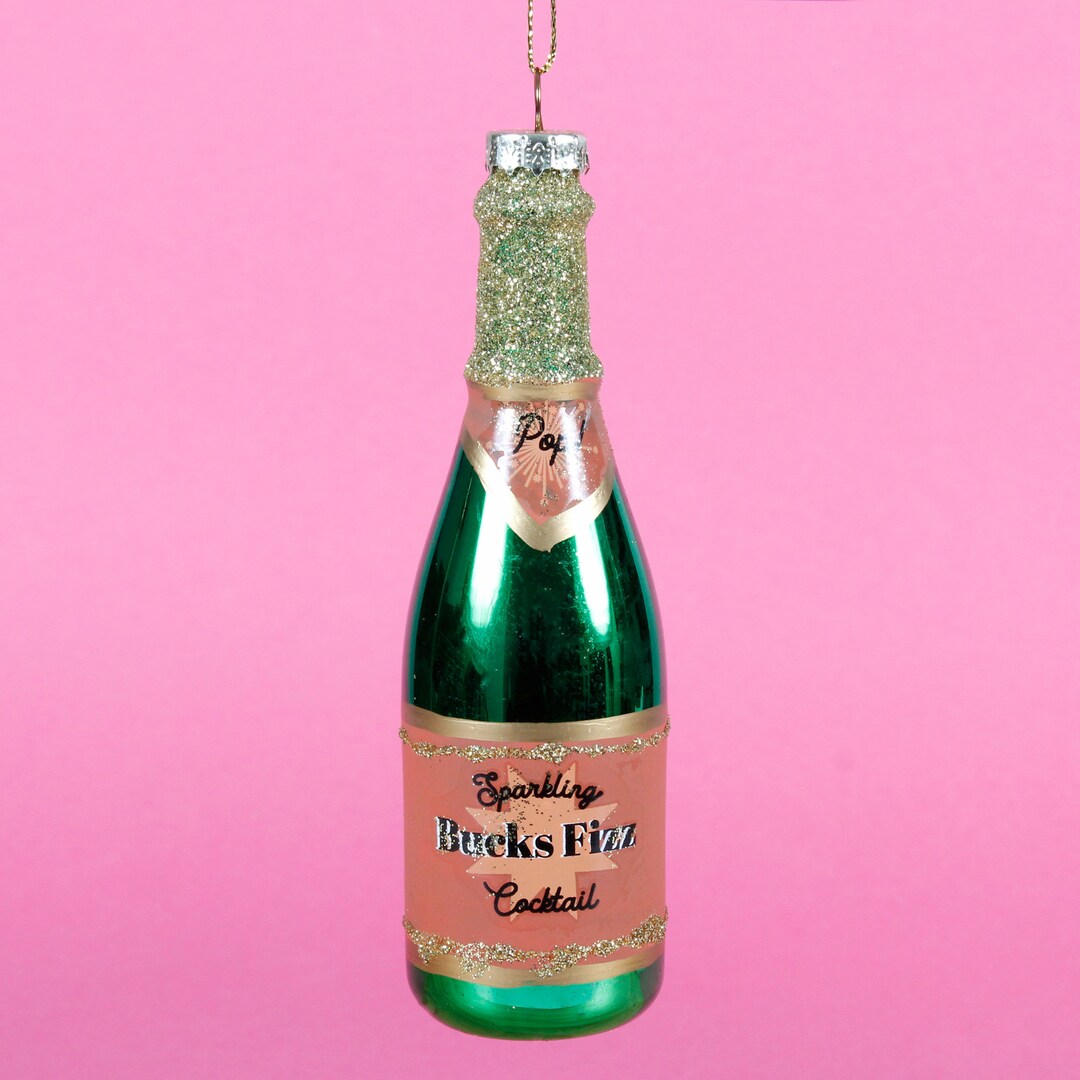 Bucks Fizz Glitter Bottle Shape Bauble Hanging Decoration Festive ...