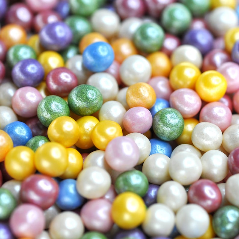 Pearlised Rainbow Pearl Dragees 6mm Natural Colour Cup Cake | Etsy