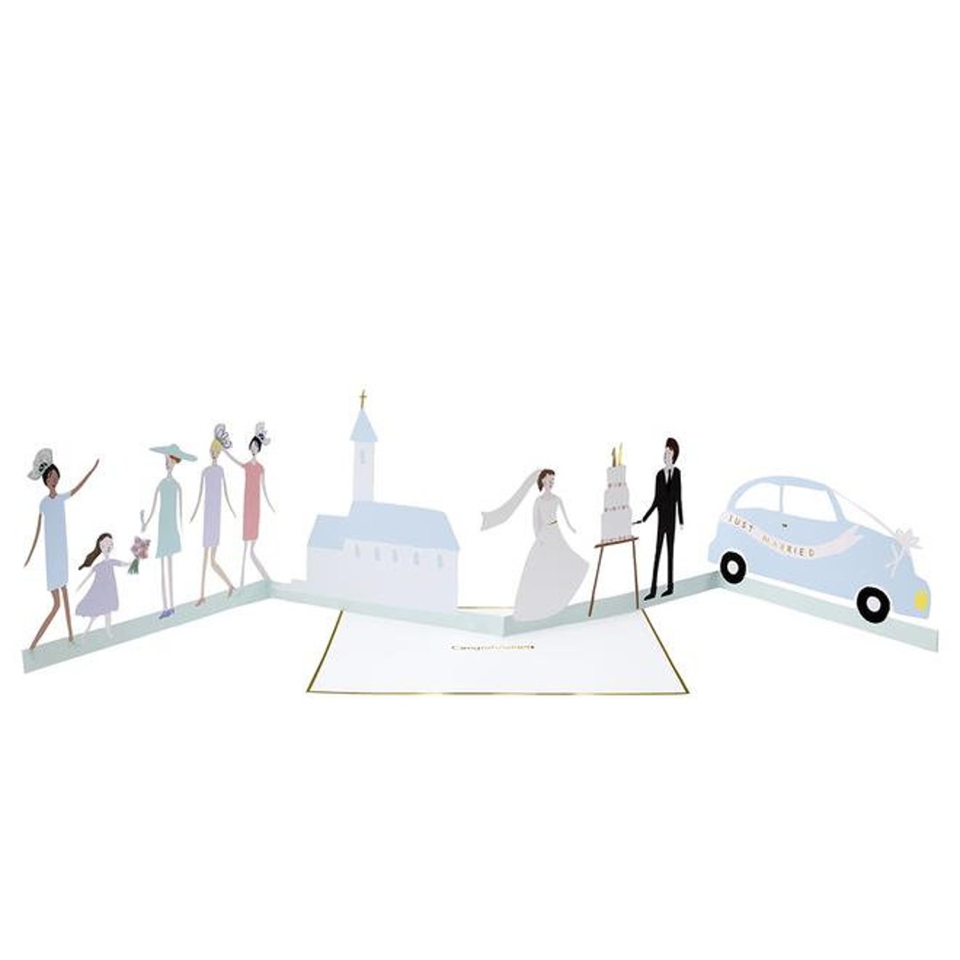 Just Married Concertina Wedding Scene Congratulations Card Table Centre ...