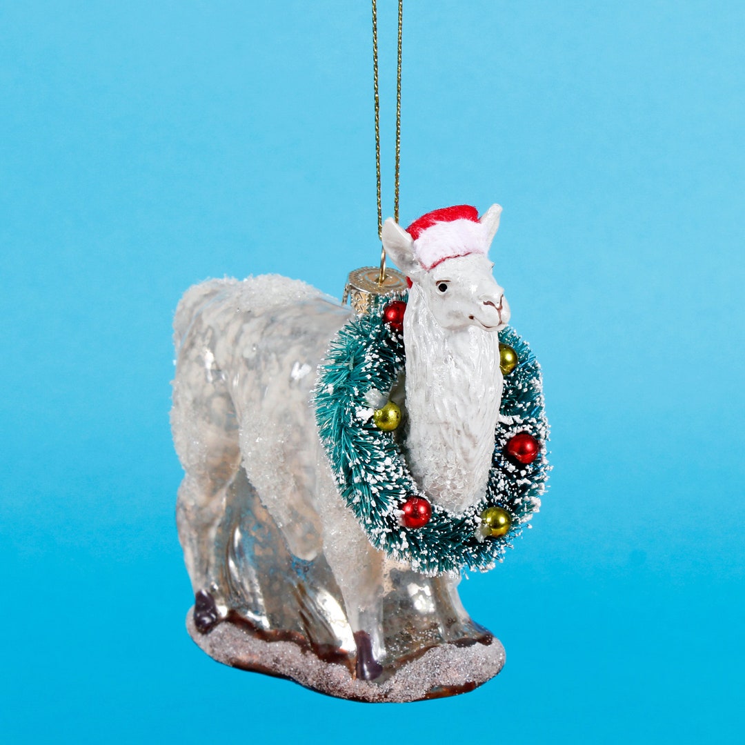 Llama Christmas Wreath Shaped Bauble Festive Ornament Christmas Tree ...