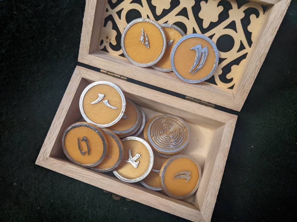 Empire Larp 3d Printed Divination Runes in Wooden Box 3x3cm - Etsy UK