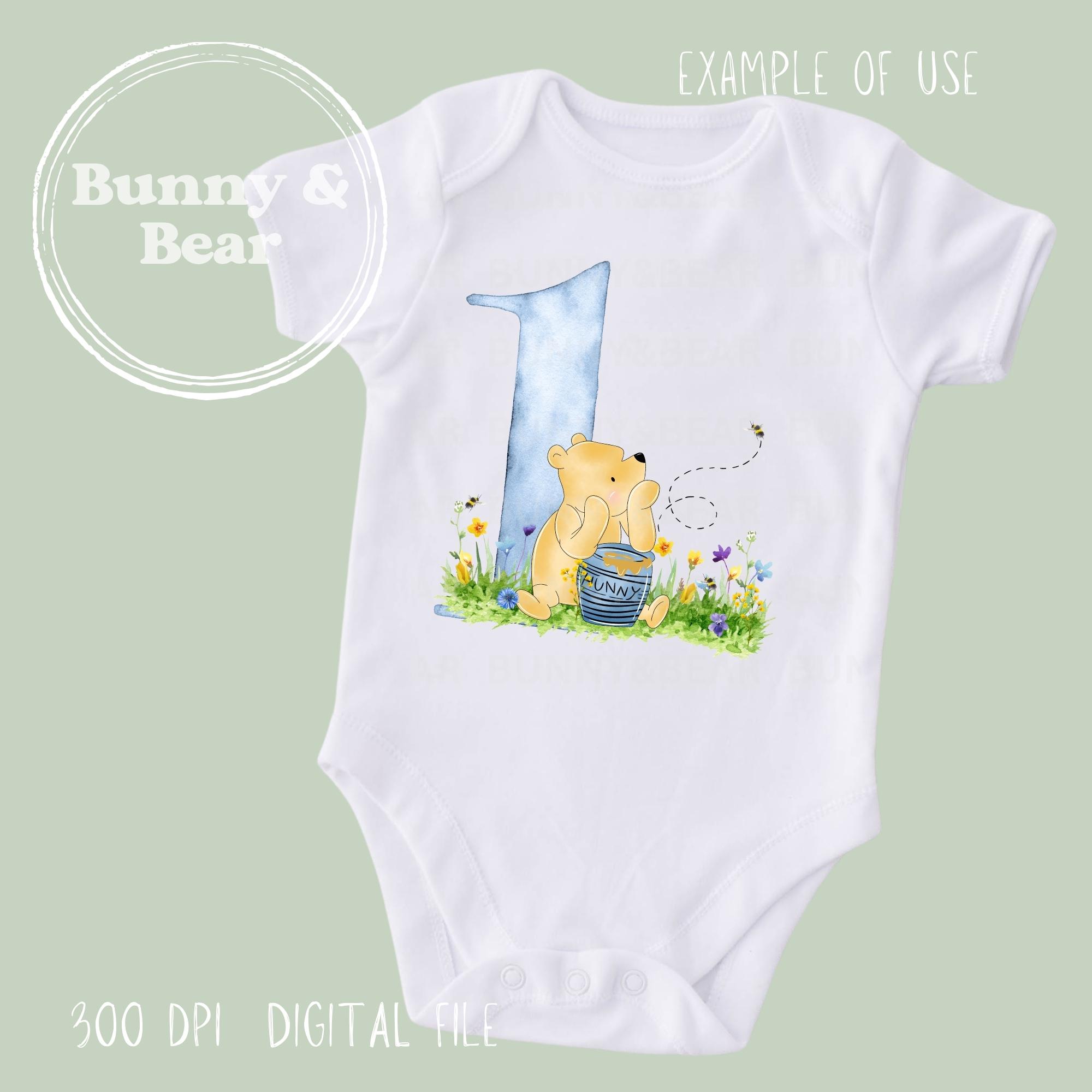 Classic Winnie Blue Number 1 PNG, 1st Birthday T Shirt Sublimation ...