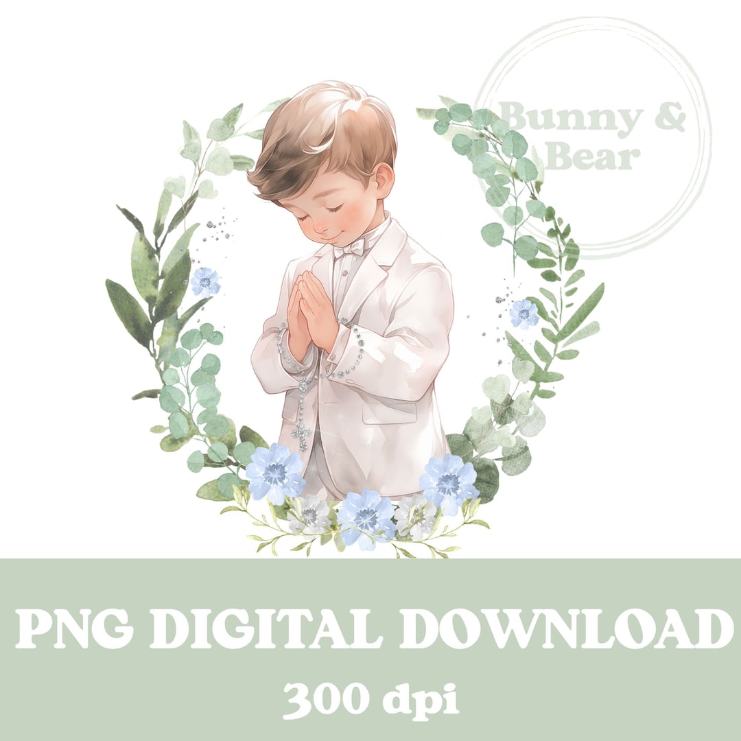 First Holy Communion Praying Boy PNG, Boy 1st Communion Sublimation ...