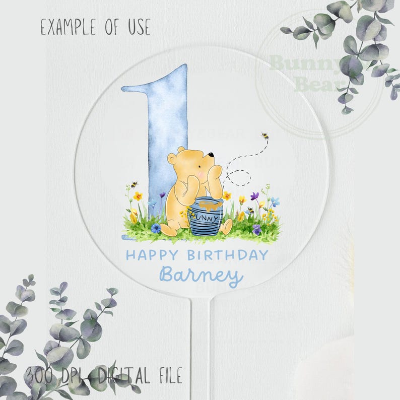 Classic Winnie Blue Number 1 PNG, 1st Birthday T Shirt Sublimation ...