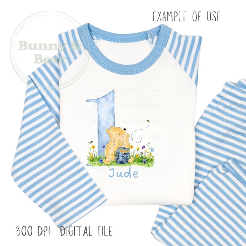 Classic Winnie Blue Number 1 PNG, 1st Birthday T Shirt Sublimation ...