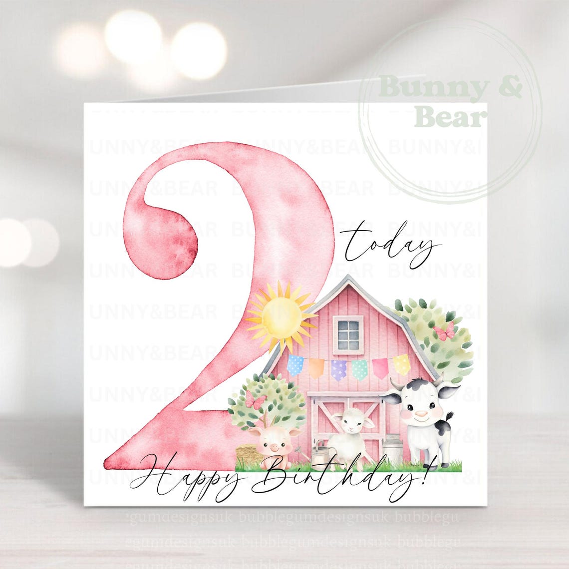 Pink Barn & Farm Animals Number 2 PNG, Birthday Tee Sublimation Design ...