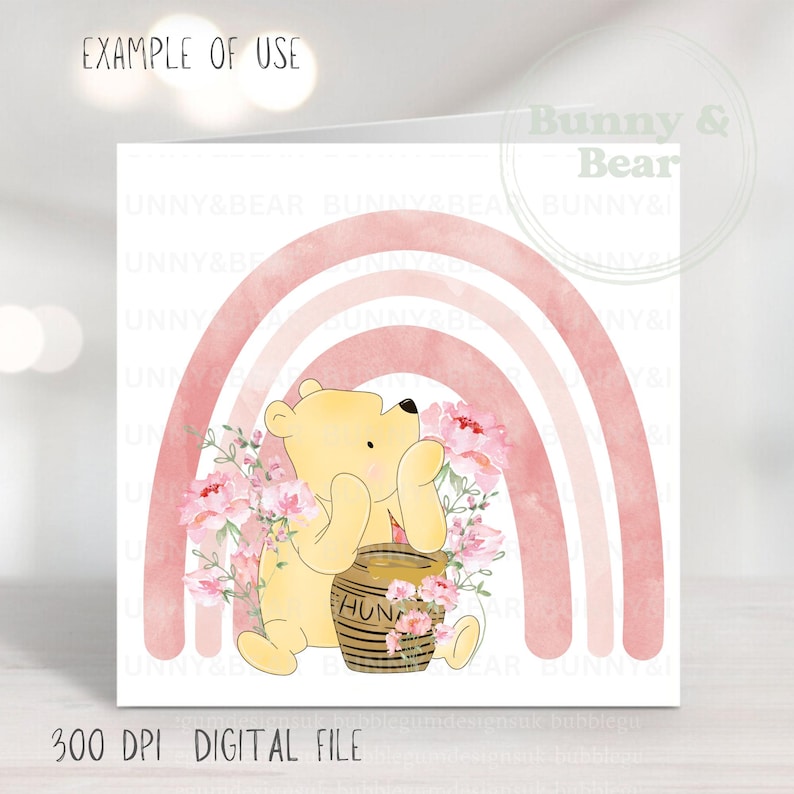 Classic Winnie the Pooh Clipart Bundle Set, PNG, Pink Floral Pooh Bear ...