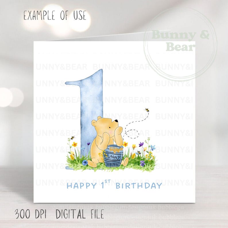 Classic Winnie Blue Number 1 PNG, 1st Birthday T Shirt Sublimation ...