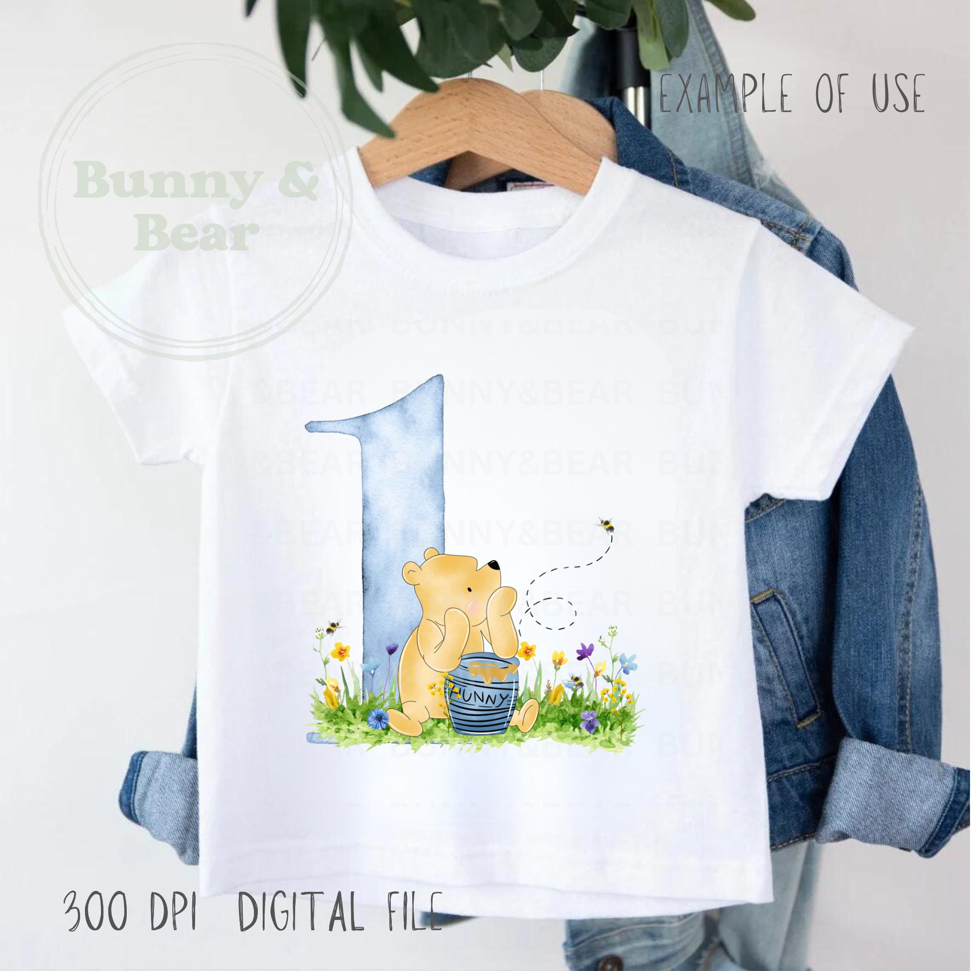 Classic Winnie Blue Number 1 PNG, 1st Birthday T Shirt Sublimation ...