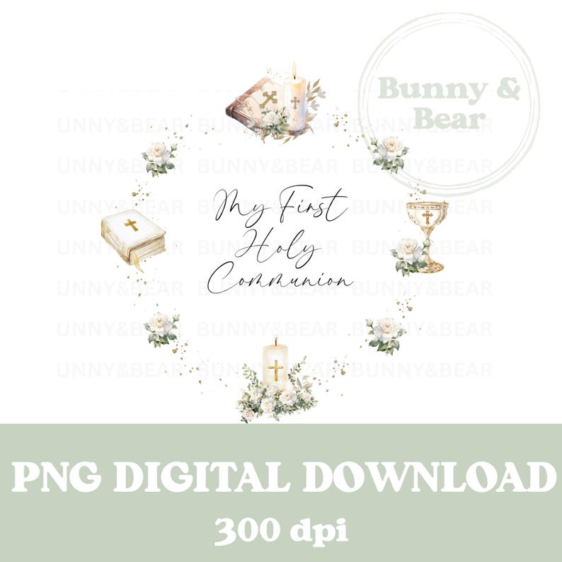 My First Holy Communion Wreath PNG, Communion Sublimation Design ...
