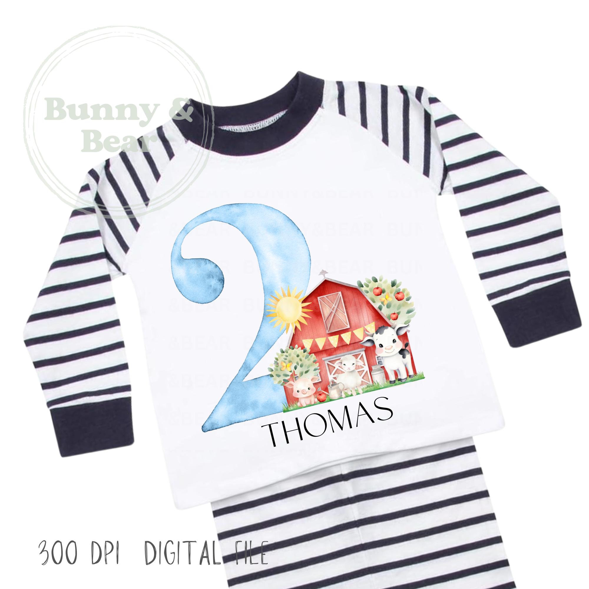 Red Barn & Farm Animals Number 2 PNG, Birthday Tee Sublimation Design ...