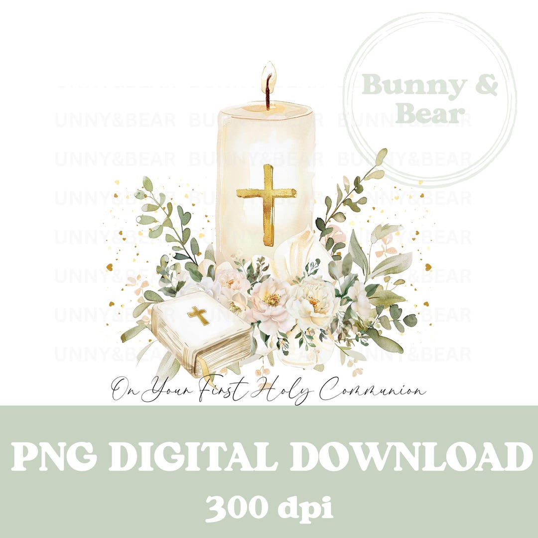 On Your First Holy Communion Candle PNG, Confirmation Sublimation ...