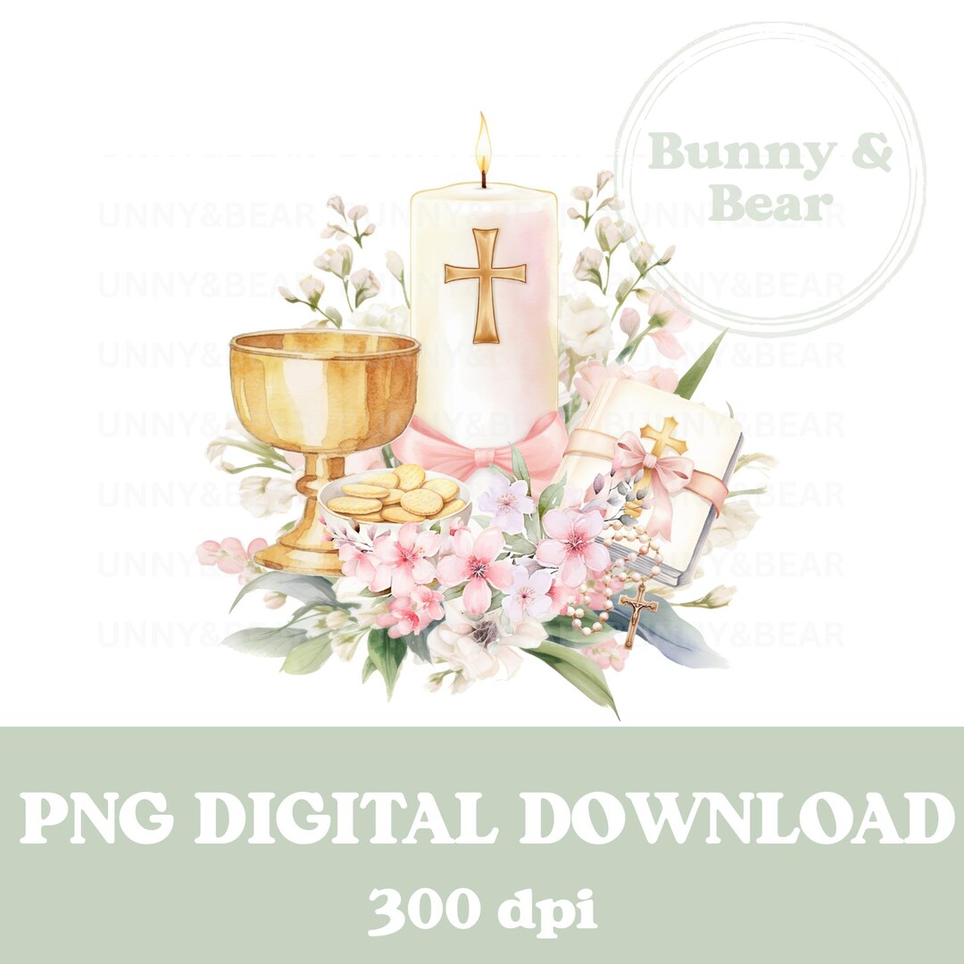 Pink First Holy Communion PNG, Communion Sublimation Design, Communion ...