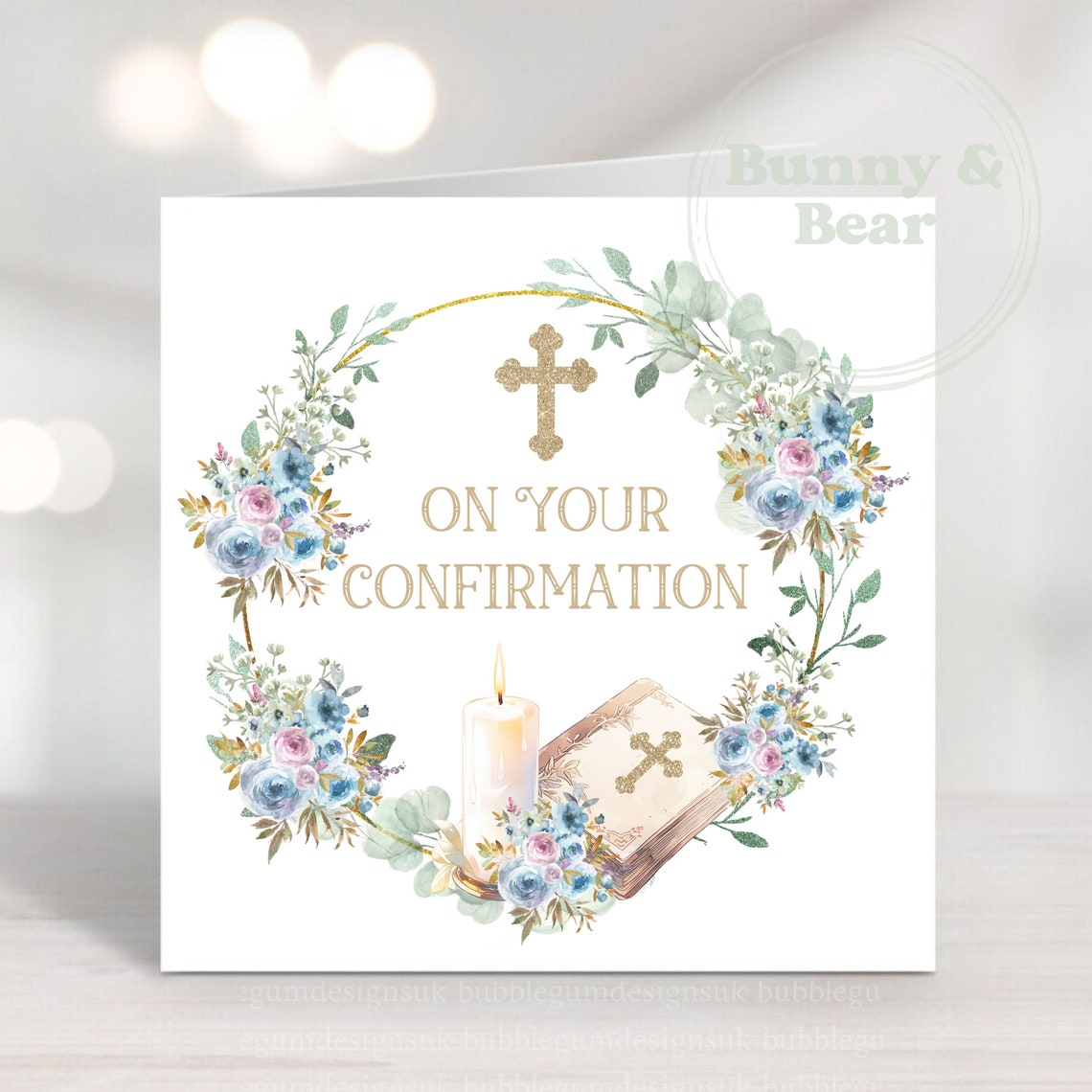 Blue Roses Confirmation Wreath PNG, Confirmation Sublimation Design ...