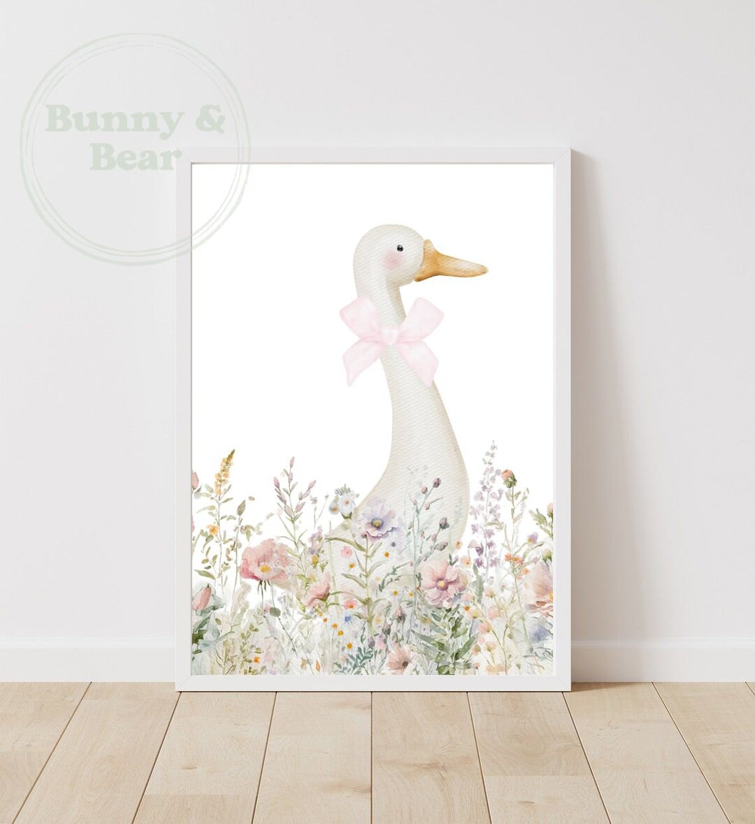 8 X 10 Silly Goose Nursery Wall Art, Cute Goose Printable, Wildflowers ...